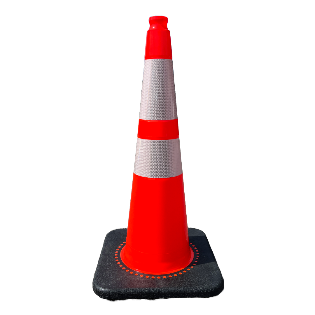 28" Traffic Cone Slim Line with 6" and 4" Reflective Cone Collars ...