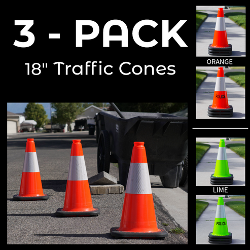 3-Pack 18" High-Visibility Traffic Cones – DARKWING TECH